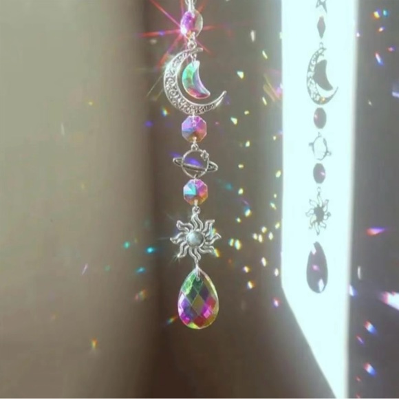 Accents | Sun Moon Stars Planets Galaxy Crystal Sun Catcher Pendant ...